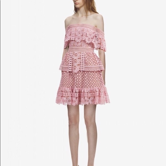Self-Portrait | Dresses | Selfportrait Pink Lace Mini Dress | Poshmark